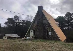 Sold - Circa 1975 Alabama A-Frame Cabin and Workshop on 2.7 Acres $55K