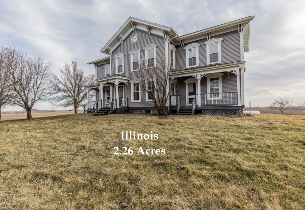 c.1871 Illinois Farmhouse For Sale on 2.26 Acres $189K