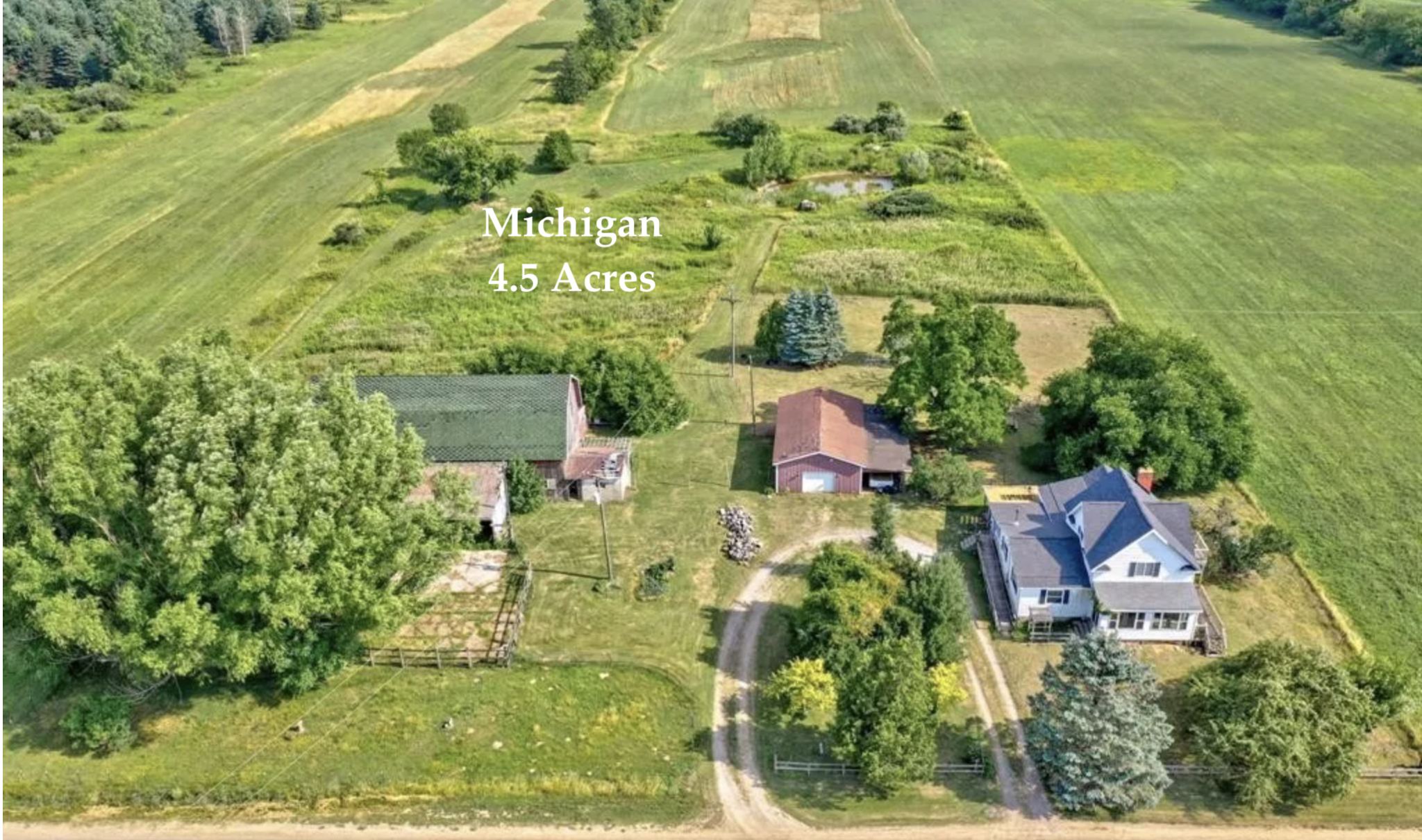 c.1930 Michigan Farmhouse For Sale on 4.5 Acres Under $175K
