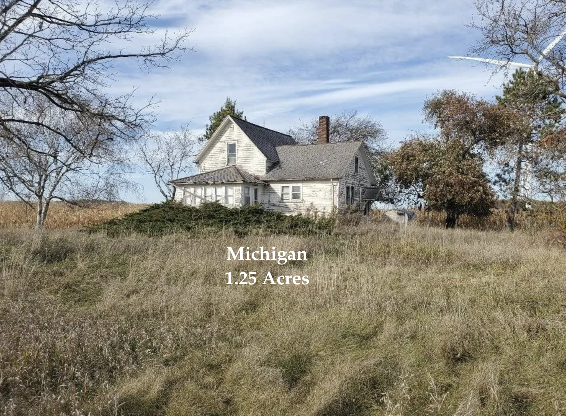 c.1869 Michigan Fixer Upper Farmhouse on 1.25 Rural Acres Under $25K