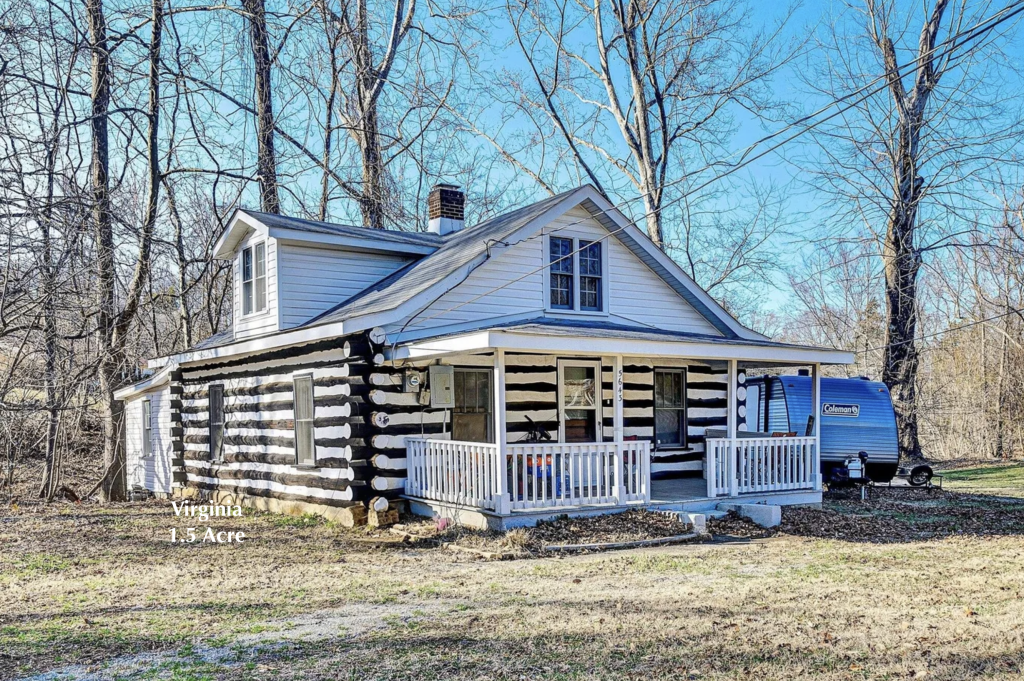 c.1930 Furnished Virginia Log Home For Sale on 1.5 Acres Under $182K